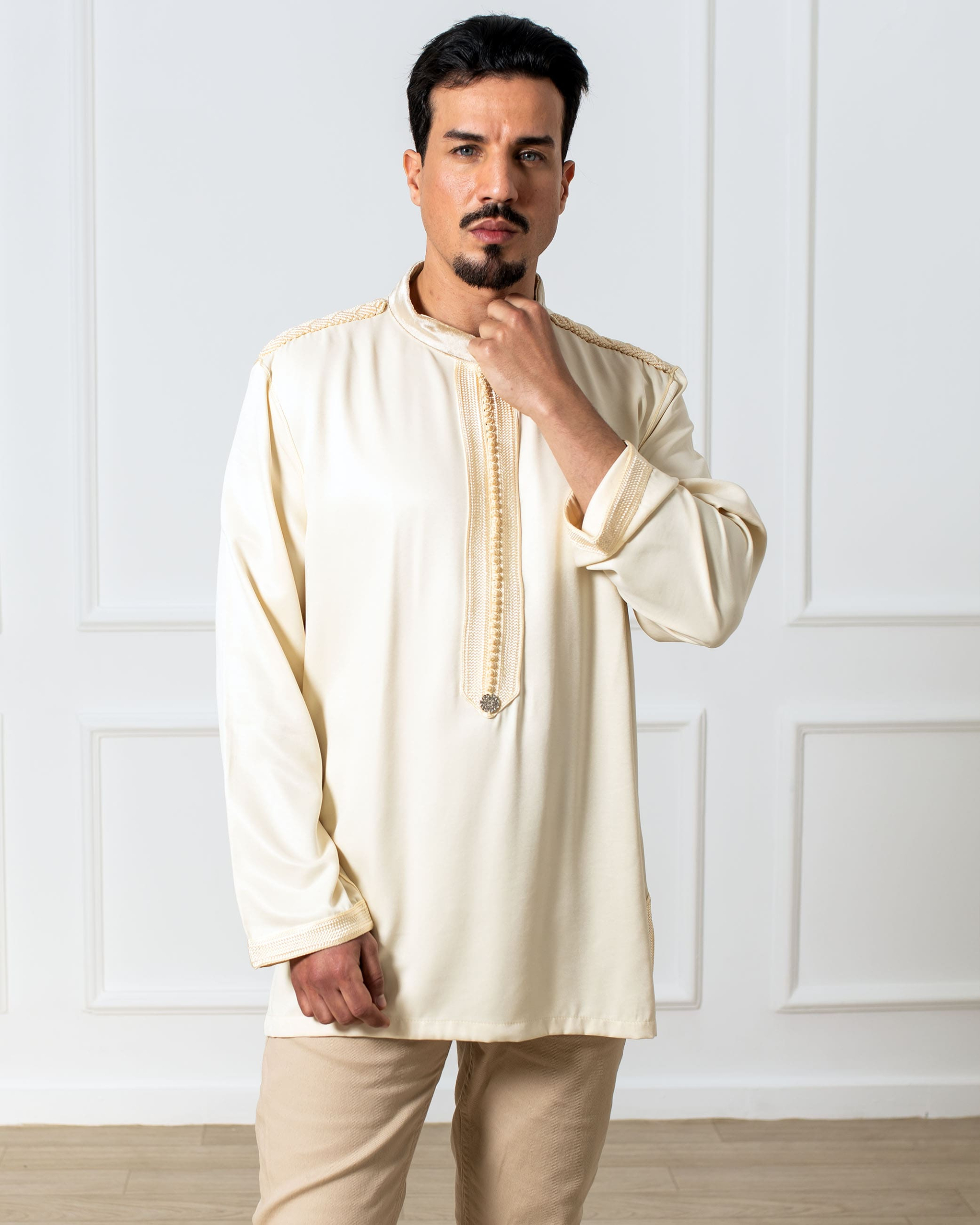 Tunique en tissu Mlifa avec col en velours pour Homme - Style Simple ...